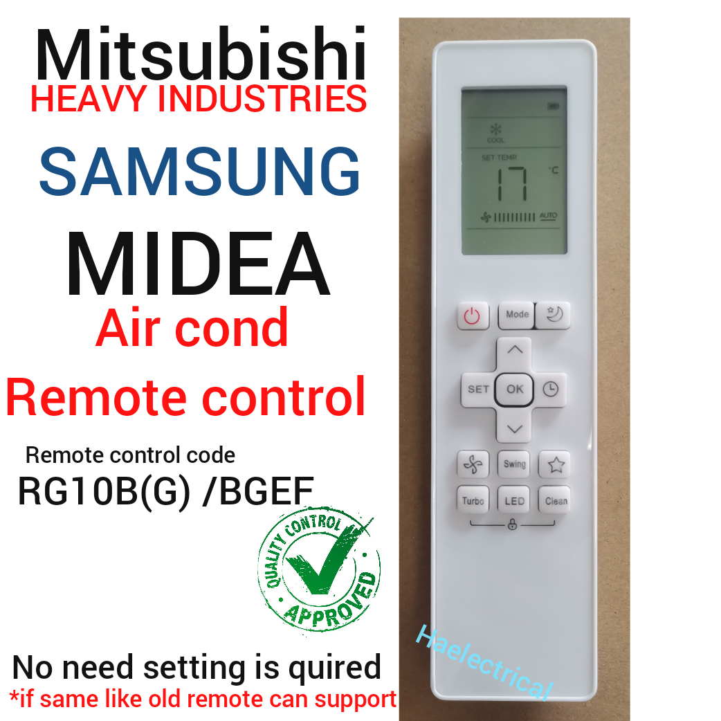 Aircond Remote Control RG10B(G)/BGEF for SAMSUNG / MIDEA / MITSUBISHI ...