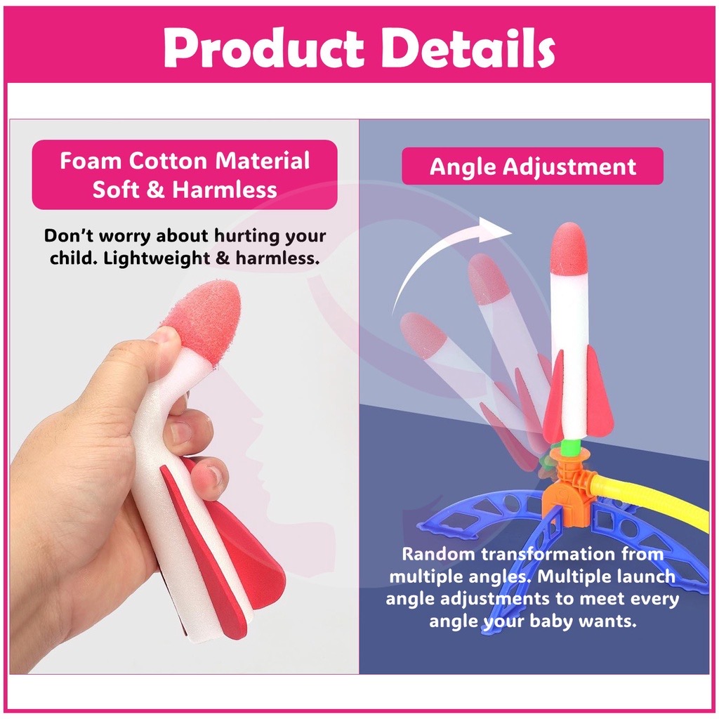 Rocket Toys For Kid Air Rocket Foot Pump Launcher Toys Outdoor Sport ...
