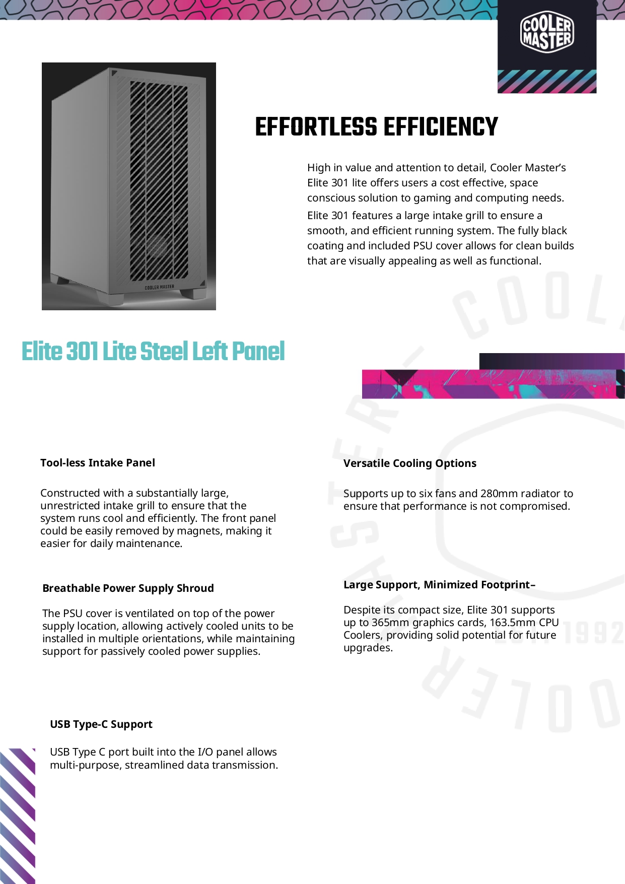 COOLER MASTER ELITE 301 LITE M-ATX DESKTOP PC CASE / CASING ( Provide 1 ...