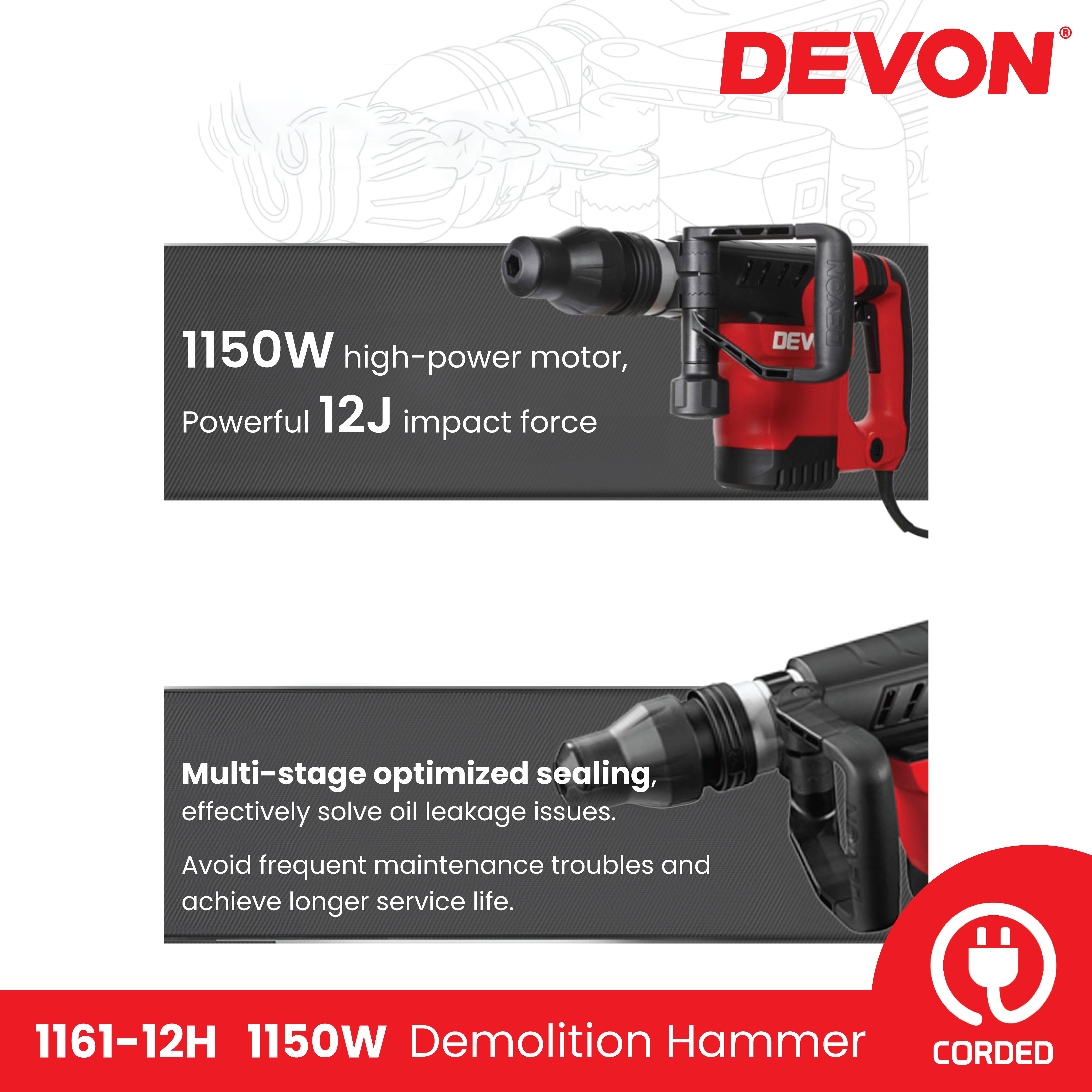 DEVON 1161-12H 1150W Demolition Hammer 5KG | Shopee Malaysia