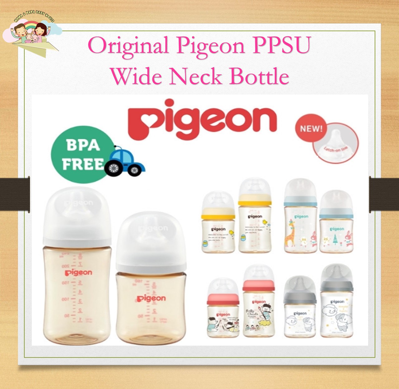Original Pigeon Baby Bottle PPSU Wide Neck With Soft Teats / Bottle Pigeon Baby PPSU WIde Neck ...
