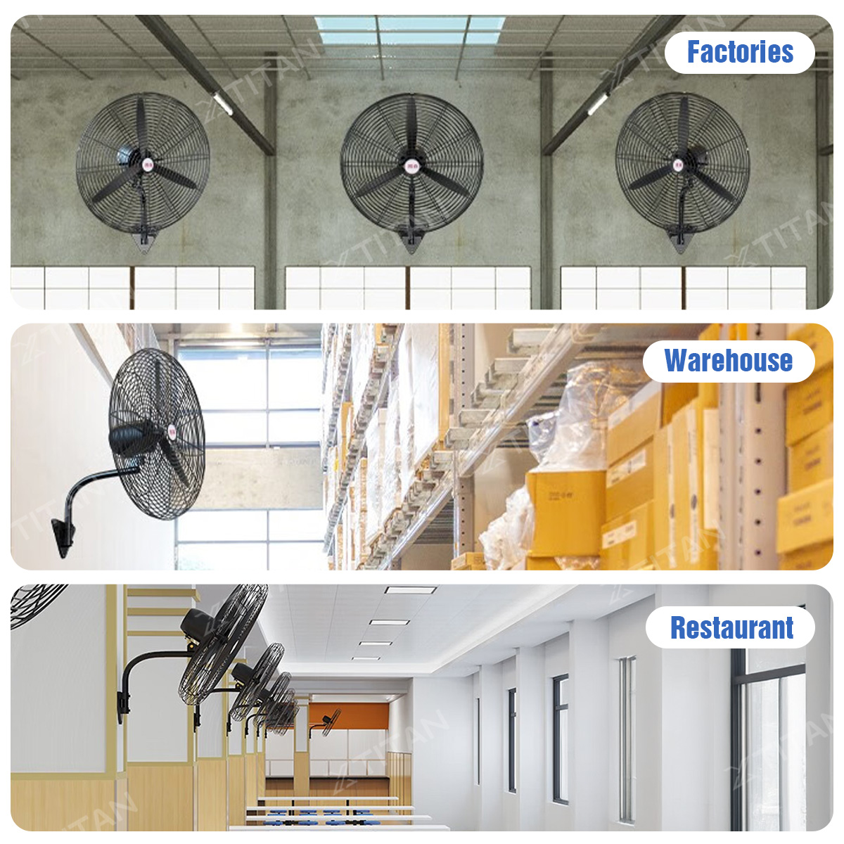 XTITAN 30"/26"/20" Industrial Fan Floor Fan Wall-mounted Fan Complete ...