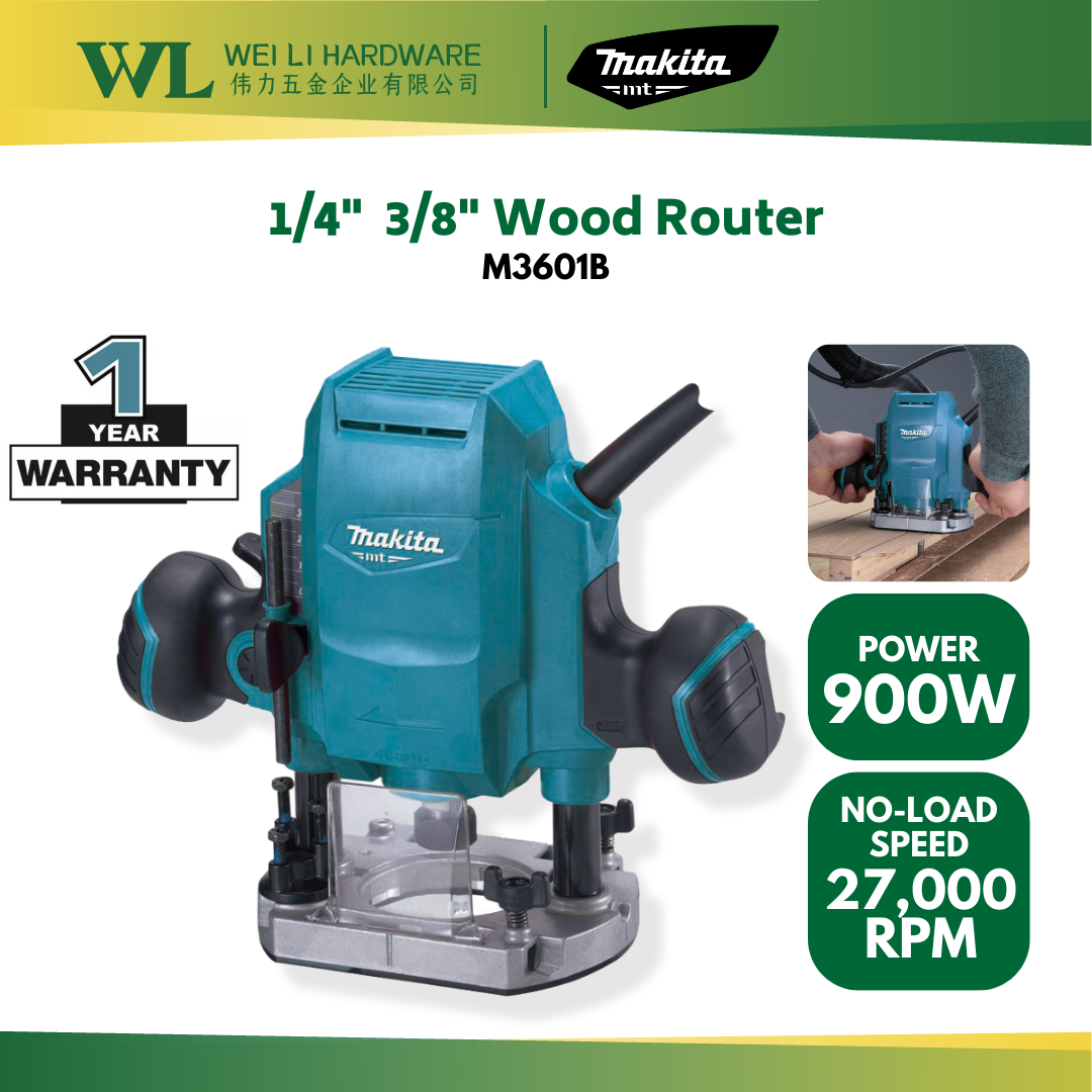 Makita MT M3601B 6/8mm Plunge Router 900W / wood router machine / mesin ...