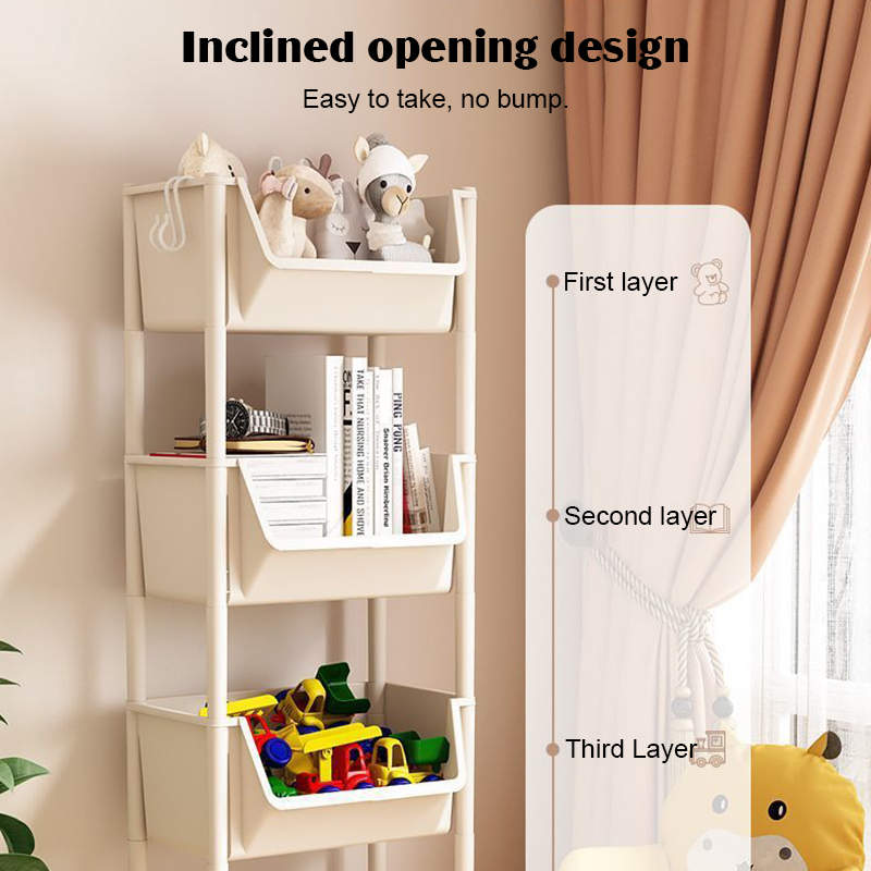 3-5 Layer Storage Rack With Wheels Movable BookShelf Multi-Layer Rack ...