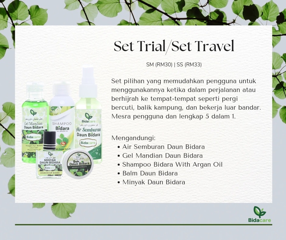 BIDACARE SET TRAVEL Mandian lengkap aromaterapi bidara rawatan rukyah ...