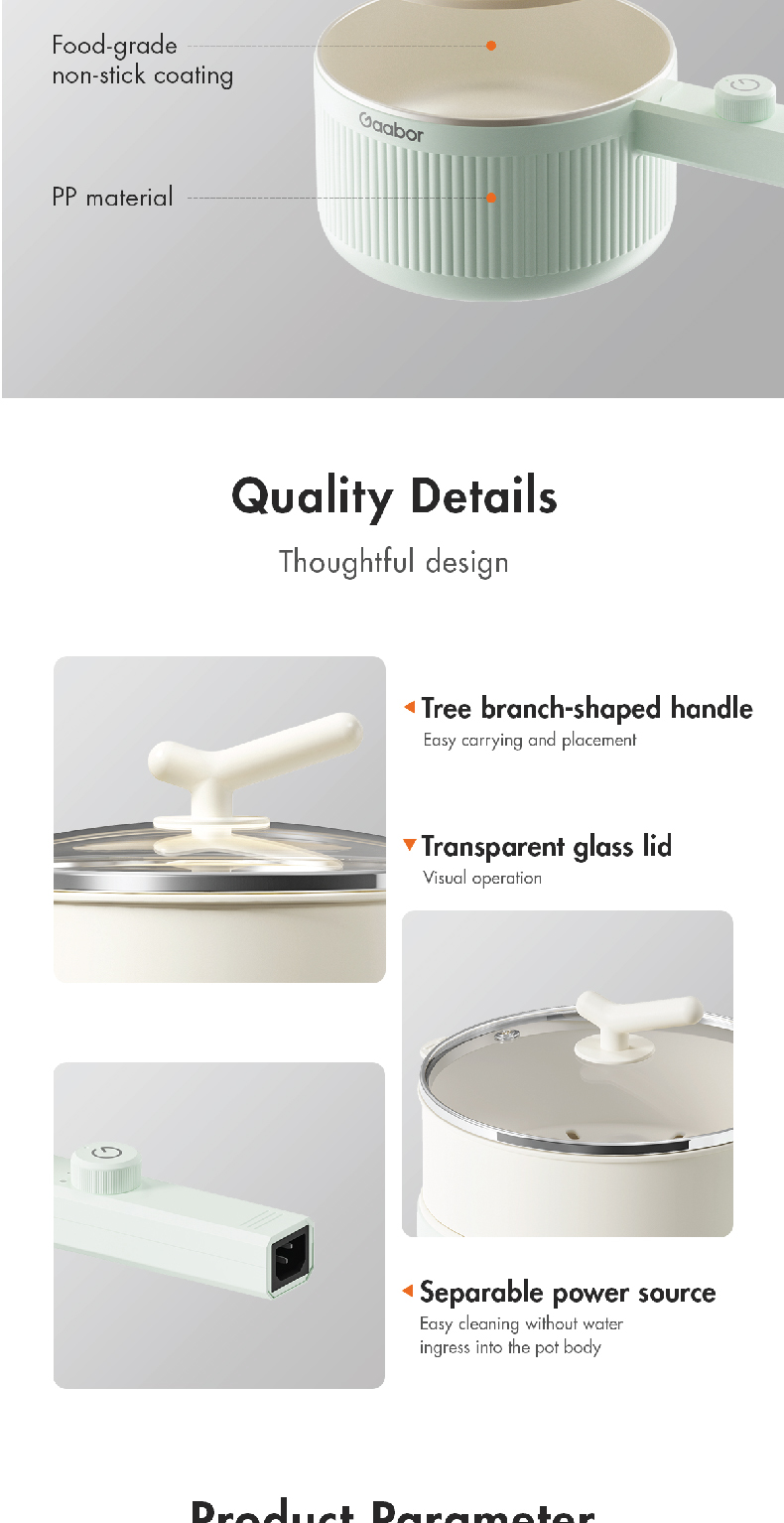 Gaabor 2L Electric Cooker Multifunctional Electric Skillet Hot Pot Non ...