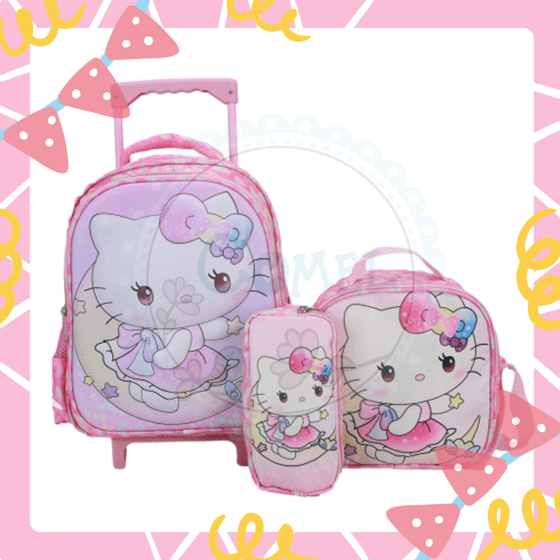 Comel Kids Fix Mini Trolley Backpack School Bag Set Cartoon Kuromi ...