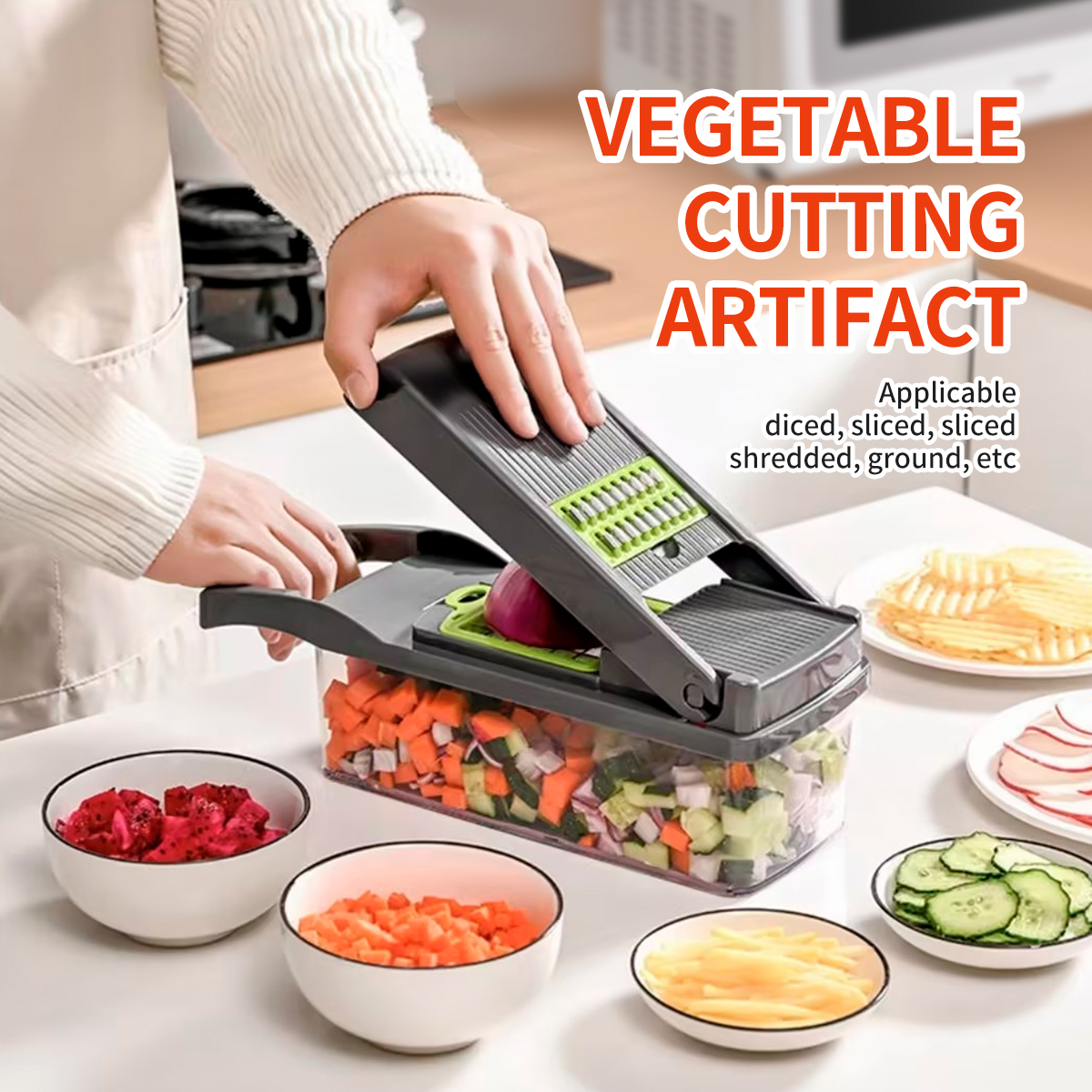 Mandoline 16 in 1 Vegetable Chopper Cutter Multifunctional Fruit Cutter Slicer Potato Onion ...
