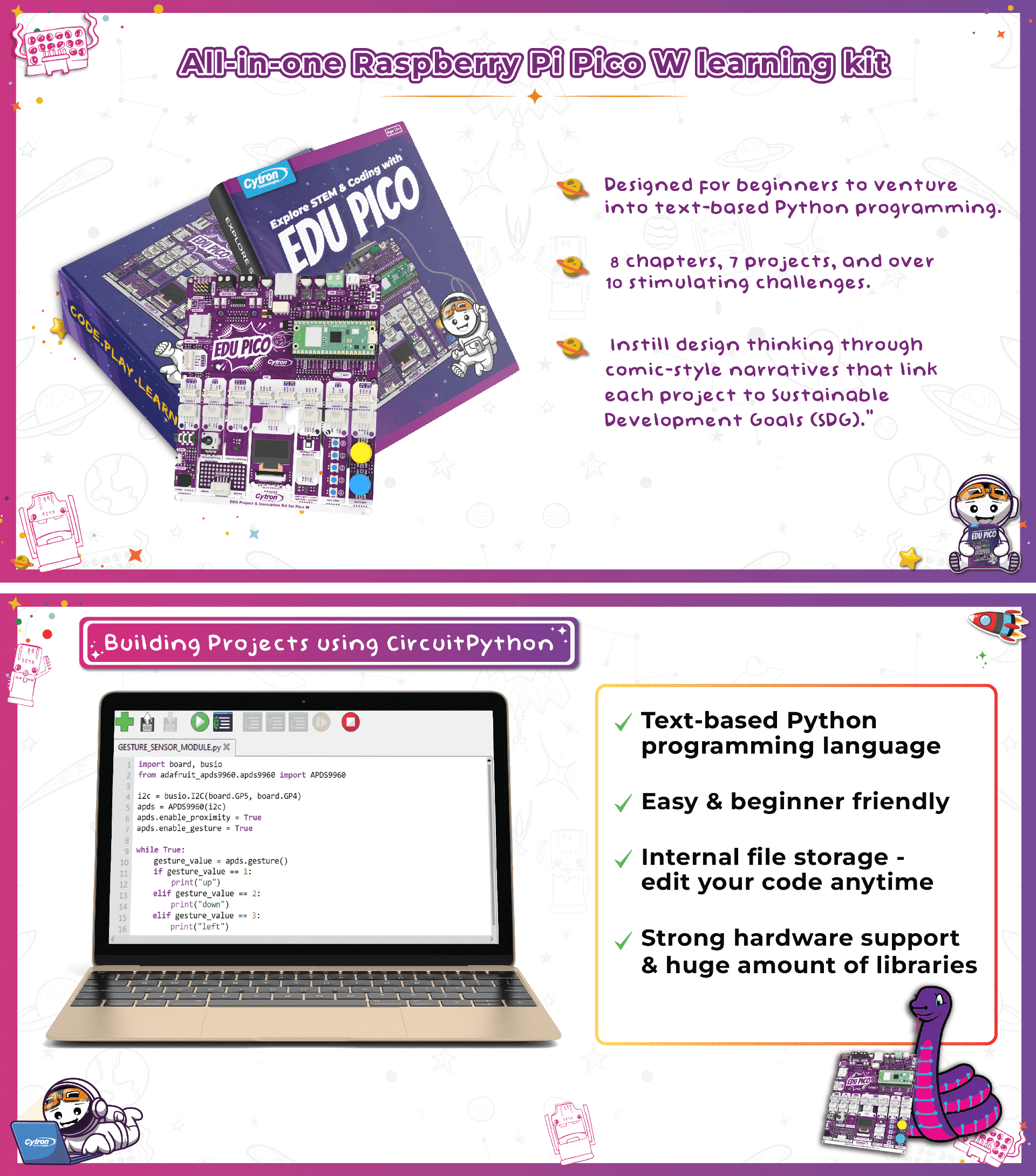 EDU PICO : Project and Innovation Kit for Raspberry Pi Pico W | Shopee ...