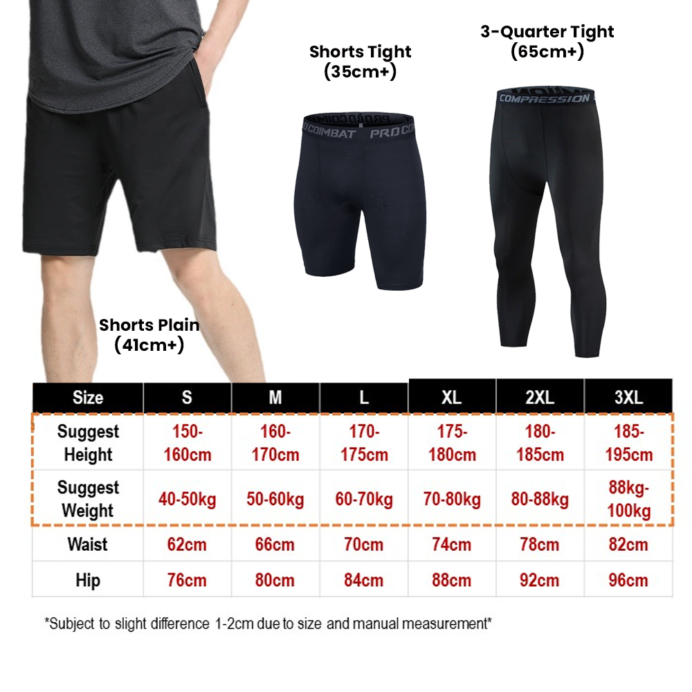 Pro Combat Short 3 Quarter Long Legging Tight Gym Running Fitness Men ...