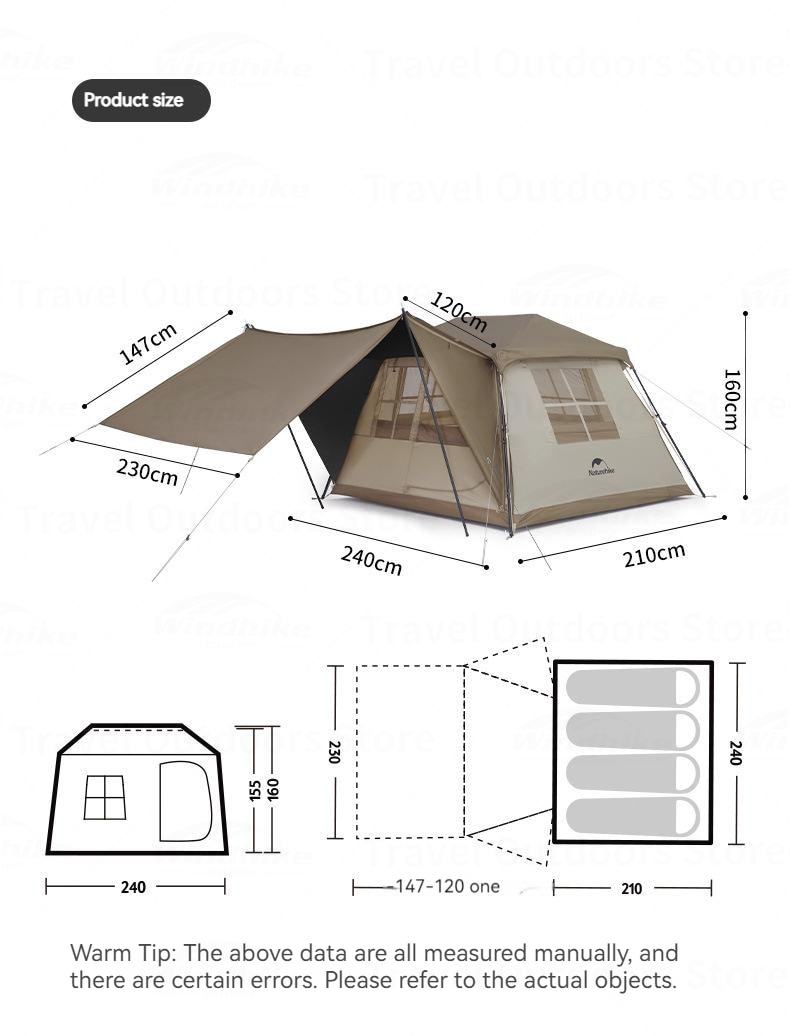 NATUREHIKE village 5 gen 2 outdoor camping glamping family tent khemah ...