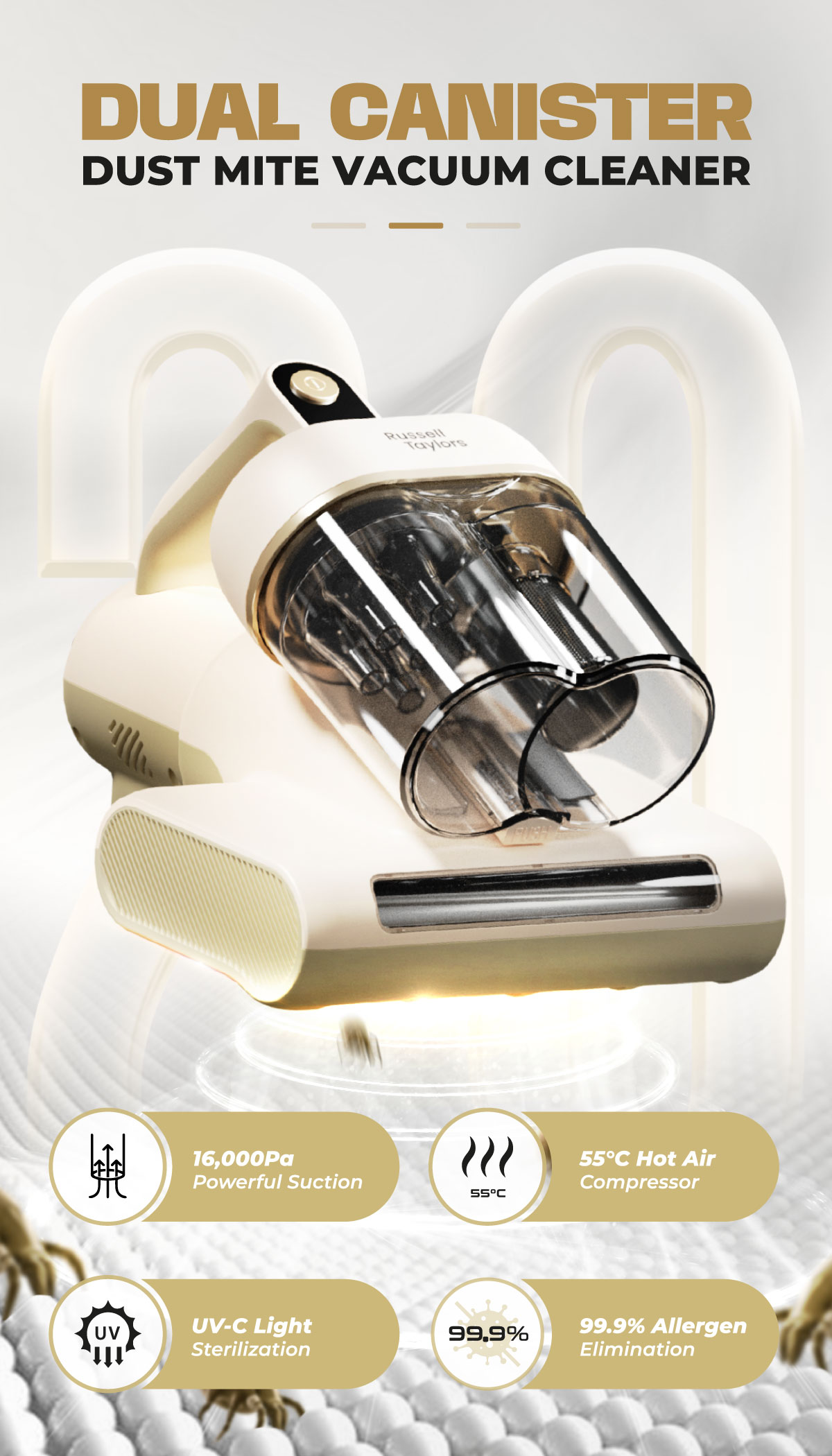 Russell Taylors Dual Cup Dust Mite Vacuum Cleaner Penyedut Hama Habuk ...