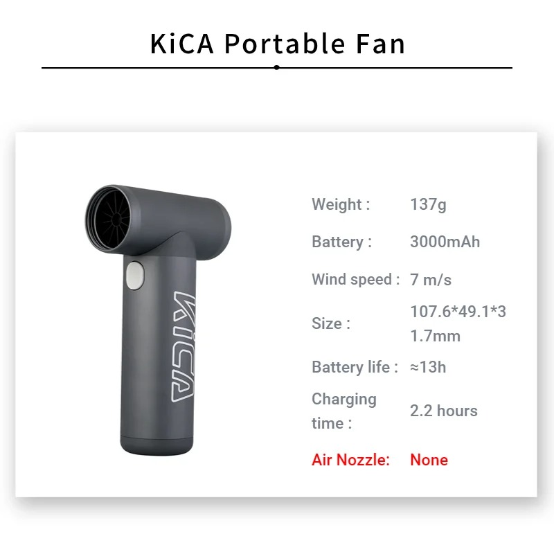 KICA Jetfan Mini Portable Mini Fan Pocket Air Blower Electric Turbo Fan ...