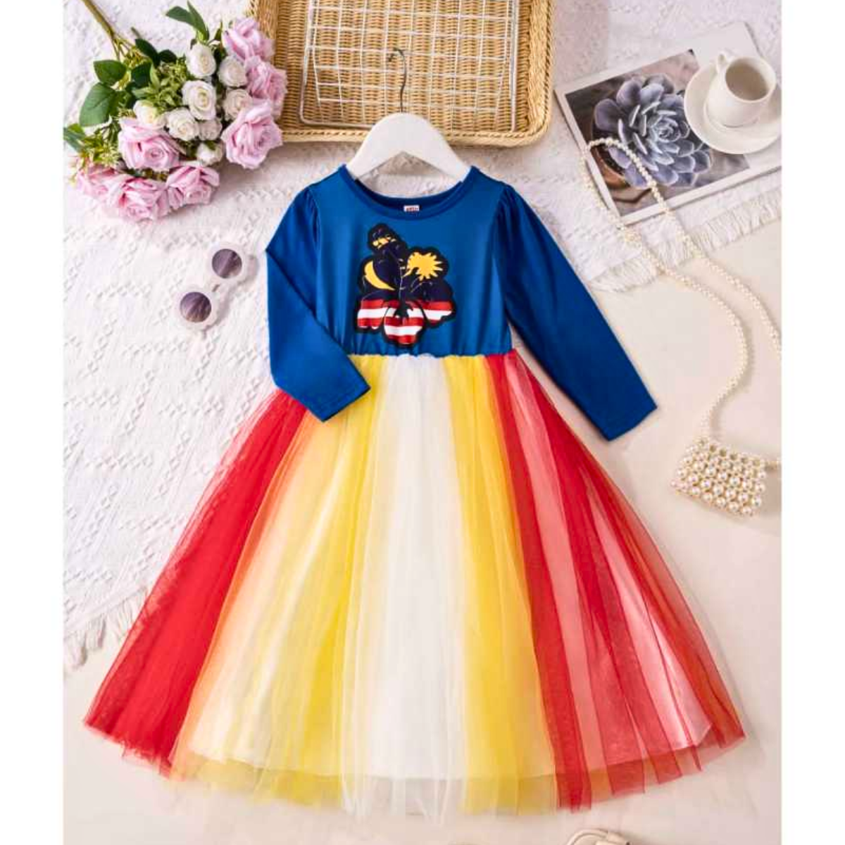 Kids Girl Merdeka Dress Cotton Kanak-kanak Perempuan Lengan Panjang ...
