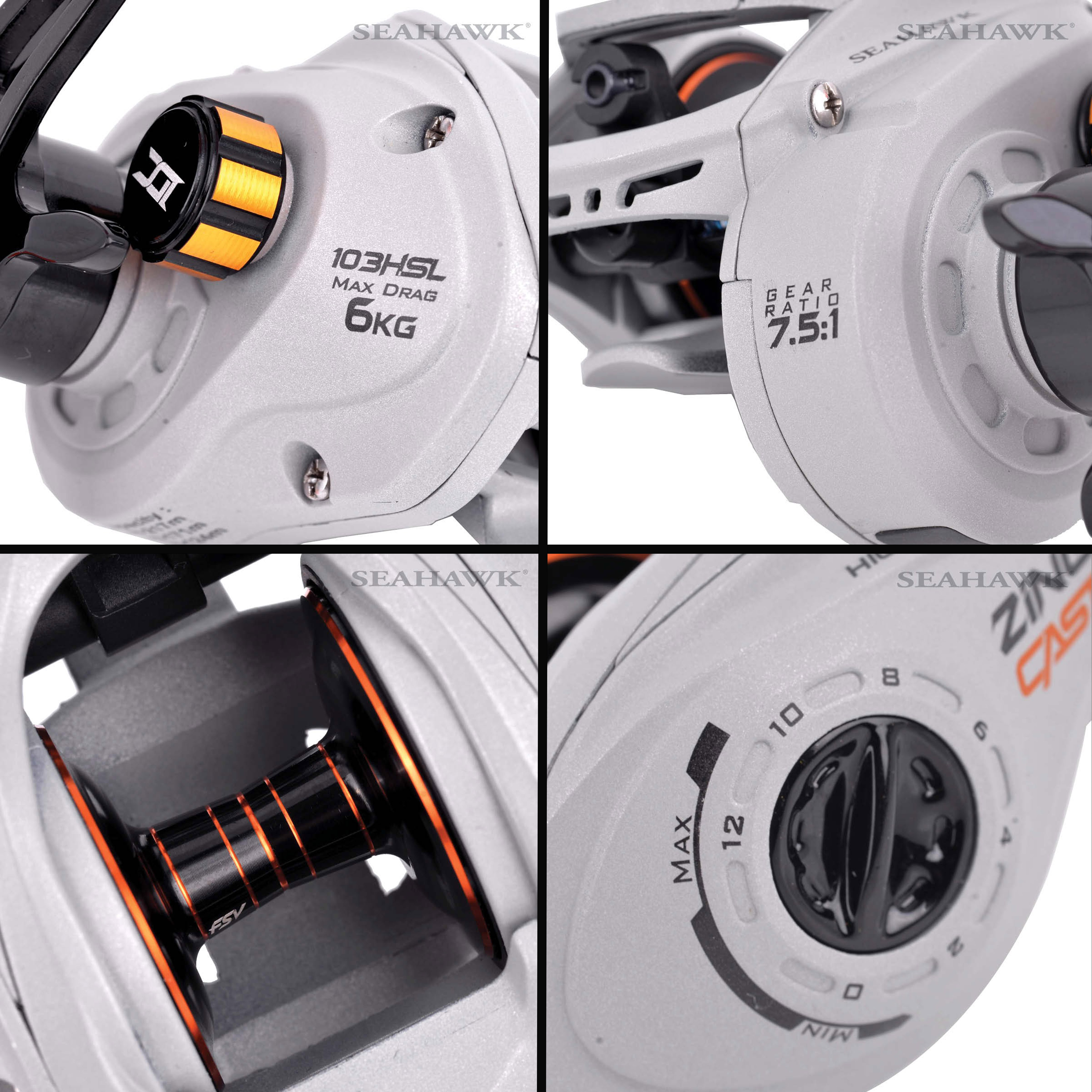SEAHAWK ZING CAST 103HSL BAITCASTING FISHING REEL BC REEL 103 hsl ...