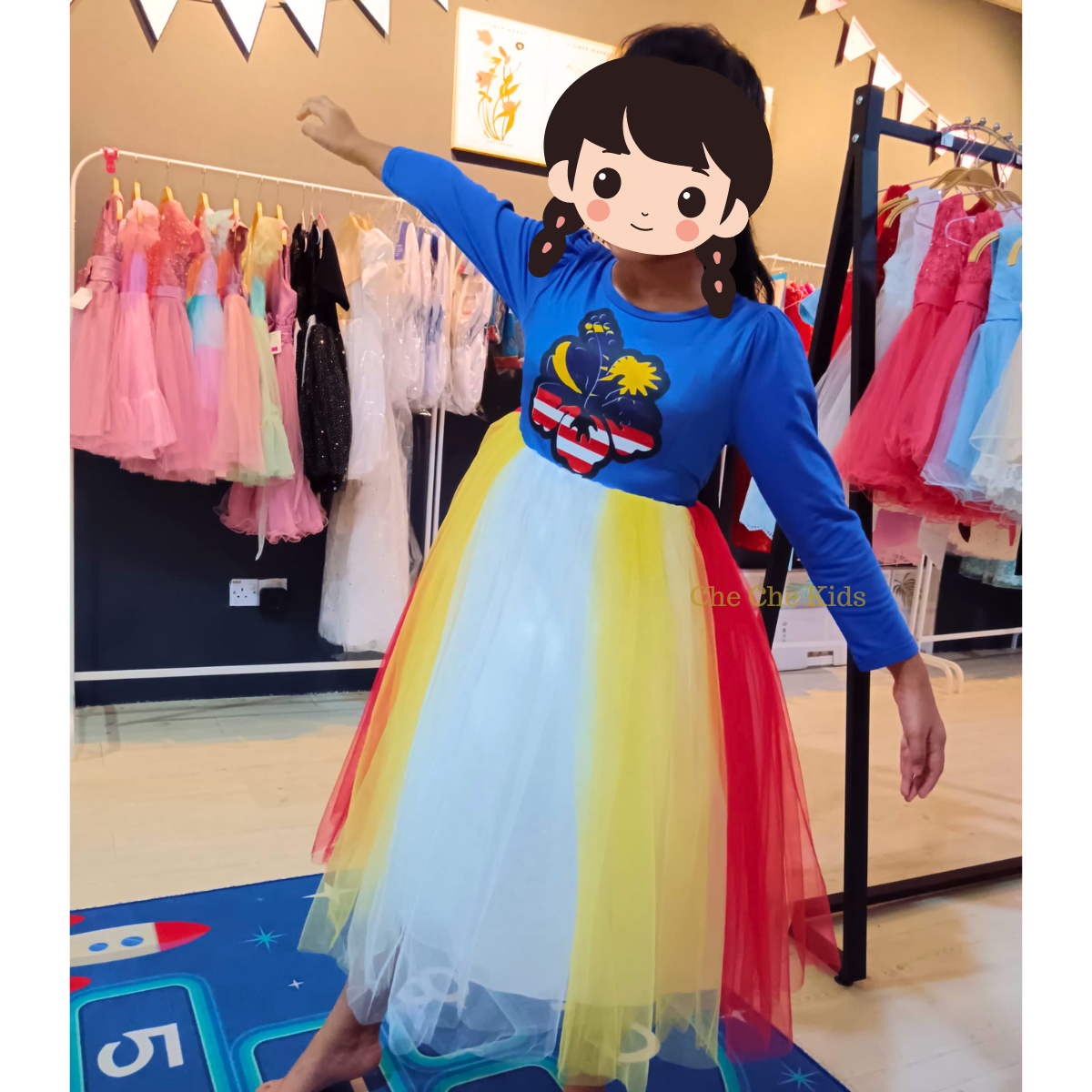 Kids Girl Merdeka Dress Cotton Kanak-kanak Perempuan Lengan Panjang ...