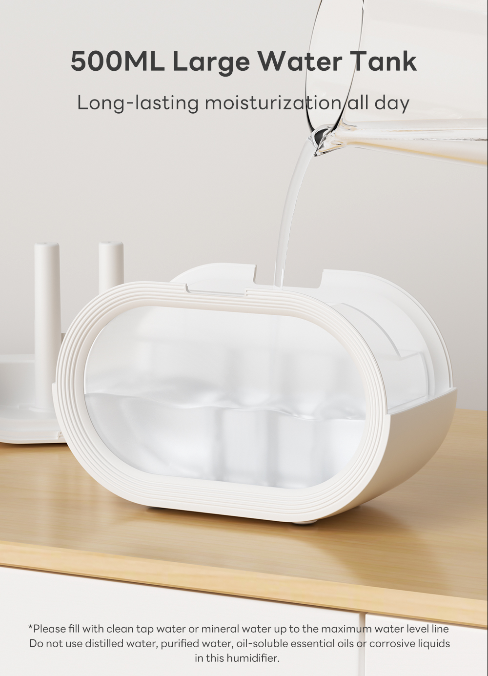Simplus Humidifier Mini Desktop Dual-Spray Humidifier with Ambient ...