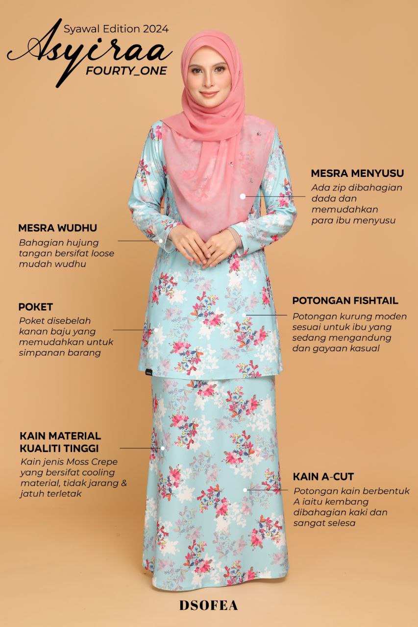 Baju Kurung Tanpa Gosok Asyiraa Berpoket dan Zip Nursing. Kurung Moden Muslimah Anti Kedut ...
