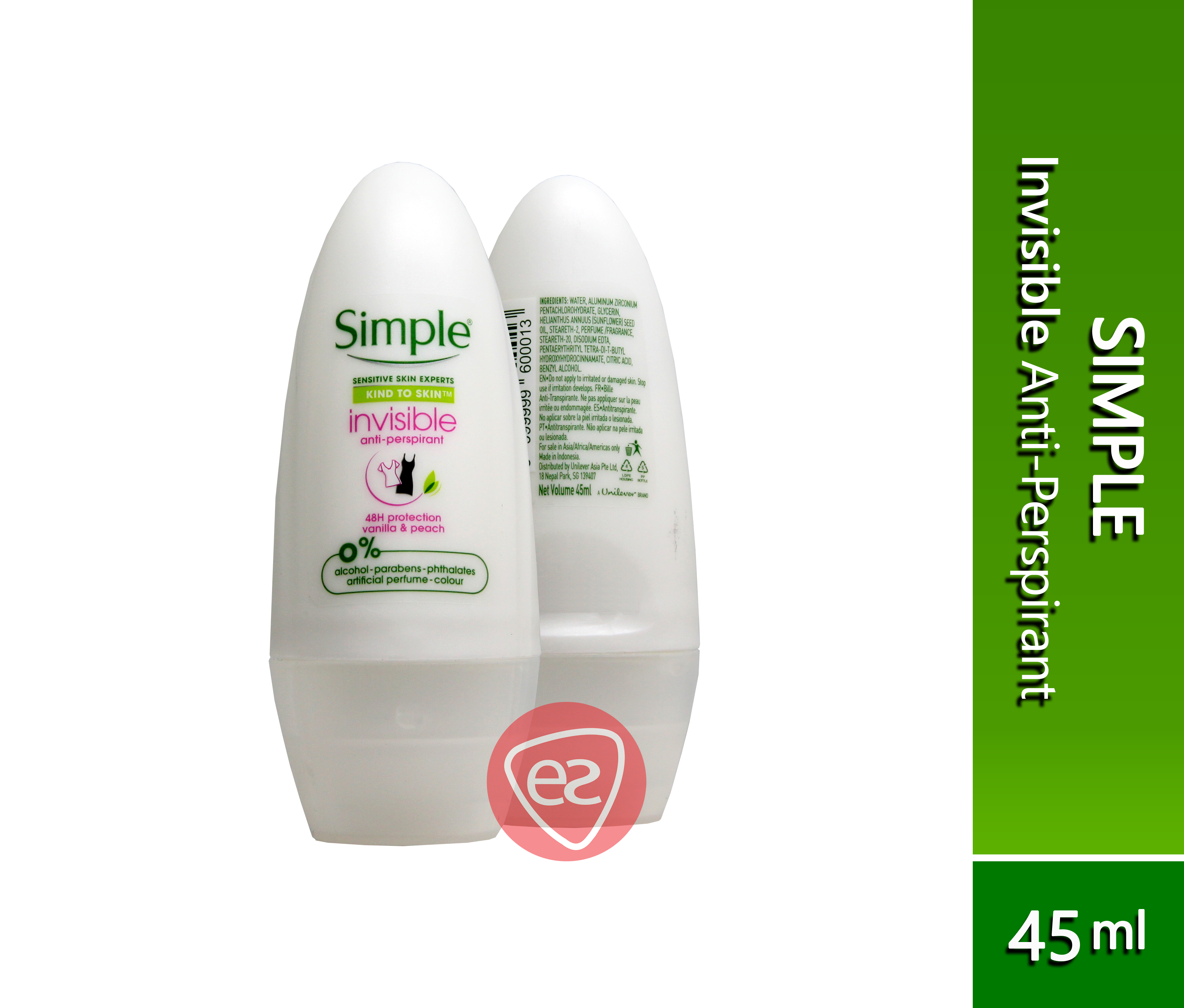 Simple Anti-Perspirant Deodorant Roll-On 45ml (Soothing / Invisible ...