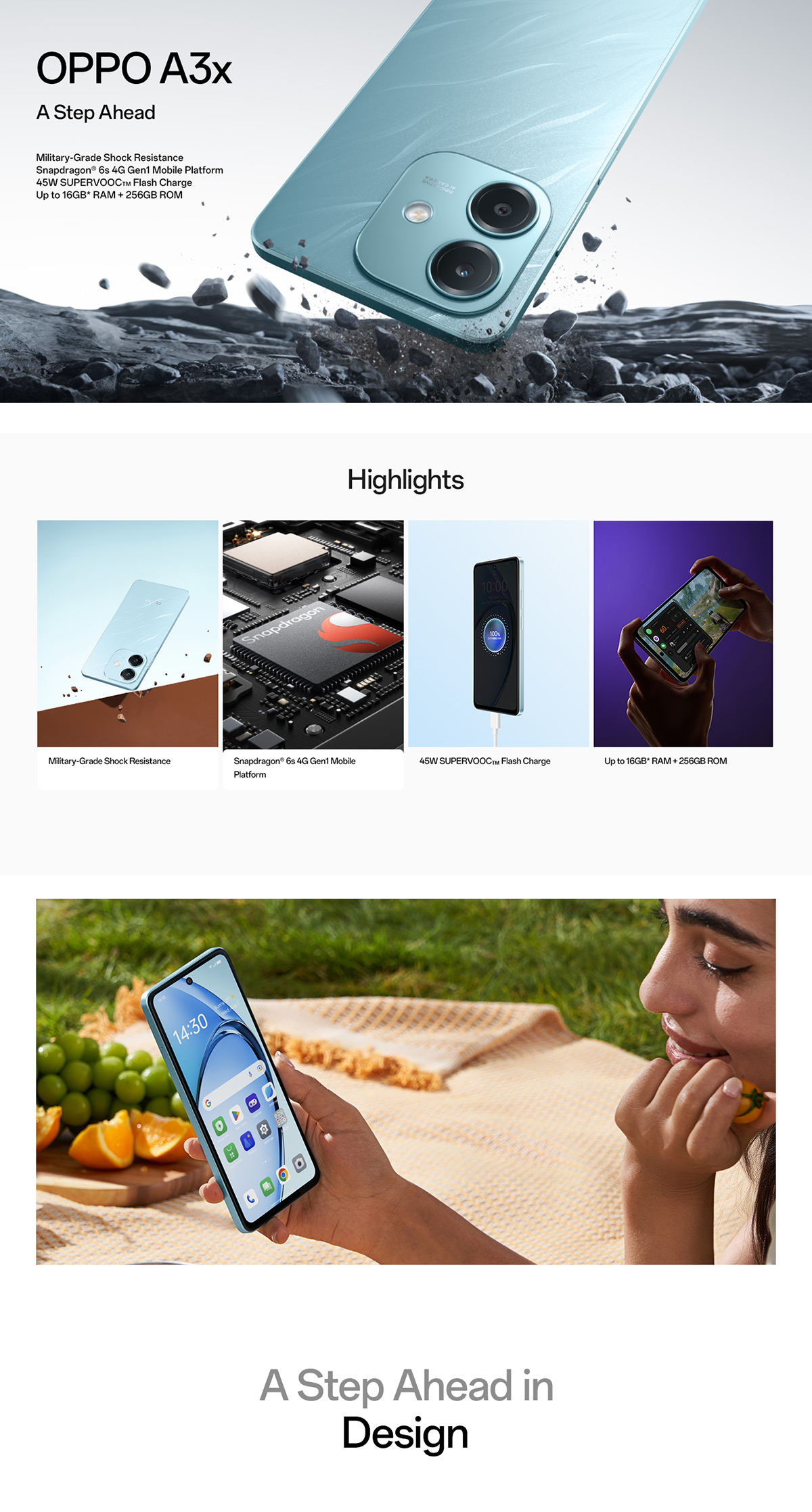 OPPO A3x | 4/6GB RAM + 64/128GB ROM | Snapdragon 6s 4G Gen1 | Military ...