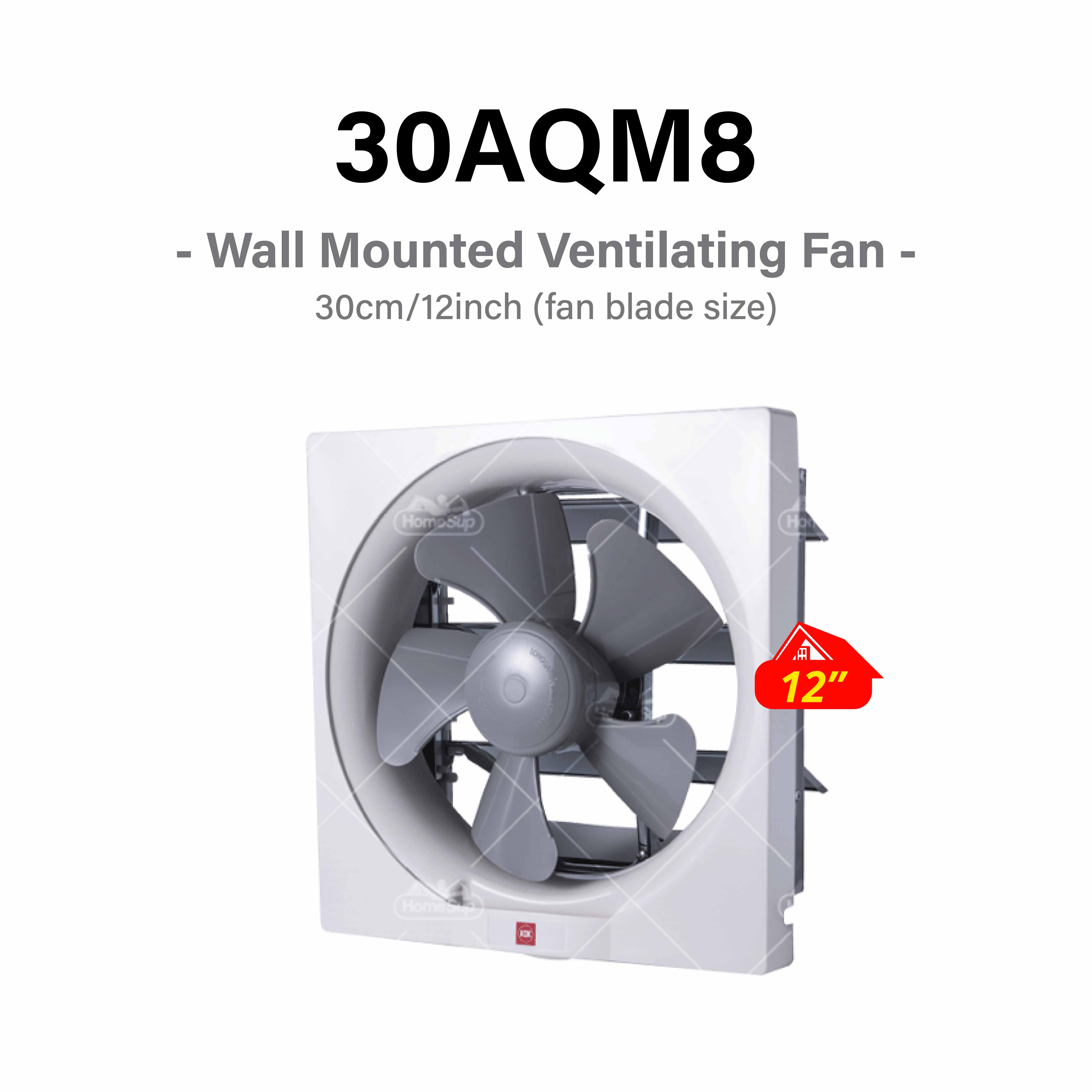 KDK 30Aqm8 Exhaust Fan – 12 Inch Fan Blade, Wall Mounted Kitchen ...