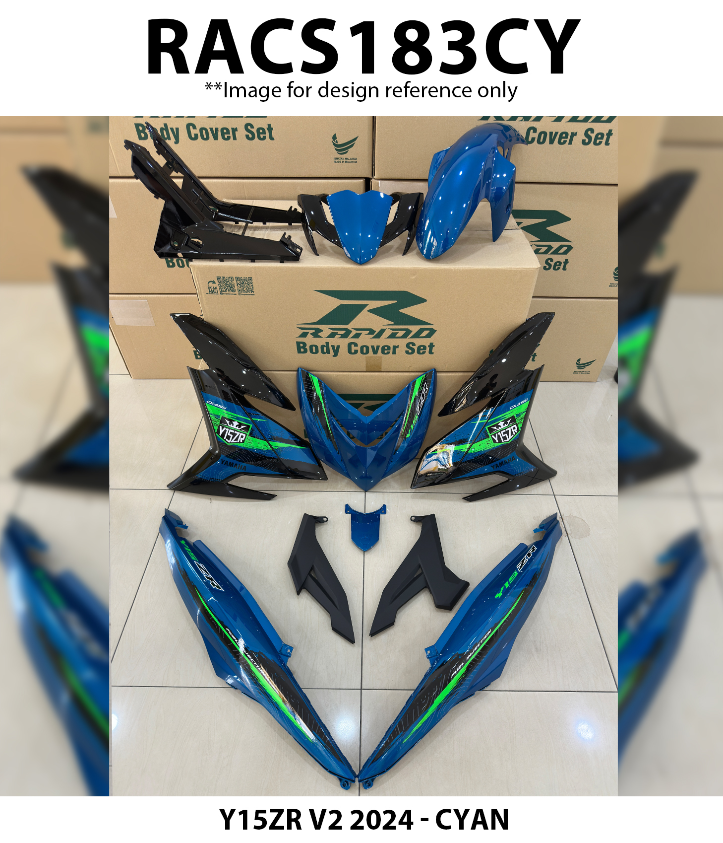 Yamaha Ysuku Y15zr V1 V2 2024 Cyan Blue Grey Sticker Tanam Stripe Tanam ...