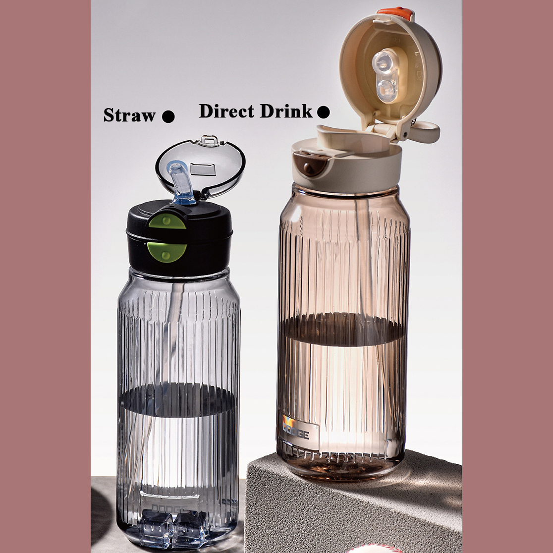 Dodge 700ml/980ml Grand Style Dual Head Large Capacity Leakproof Tritan BPA-Free Water Bottle ...