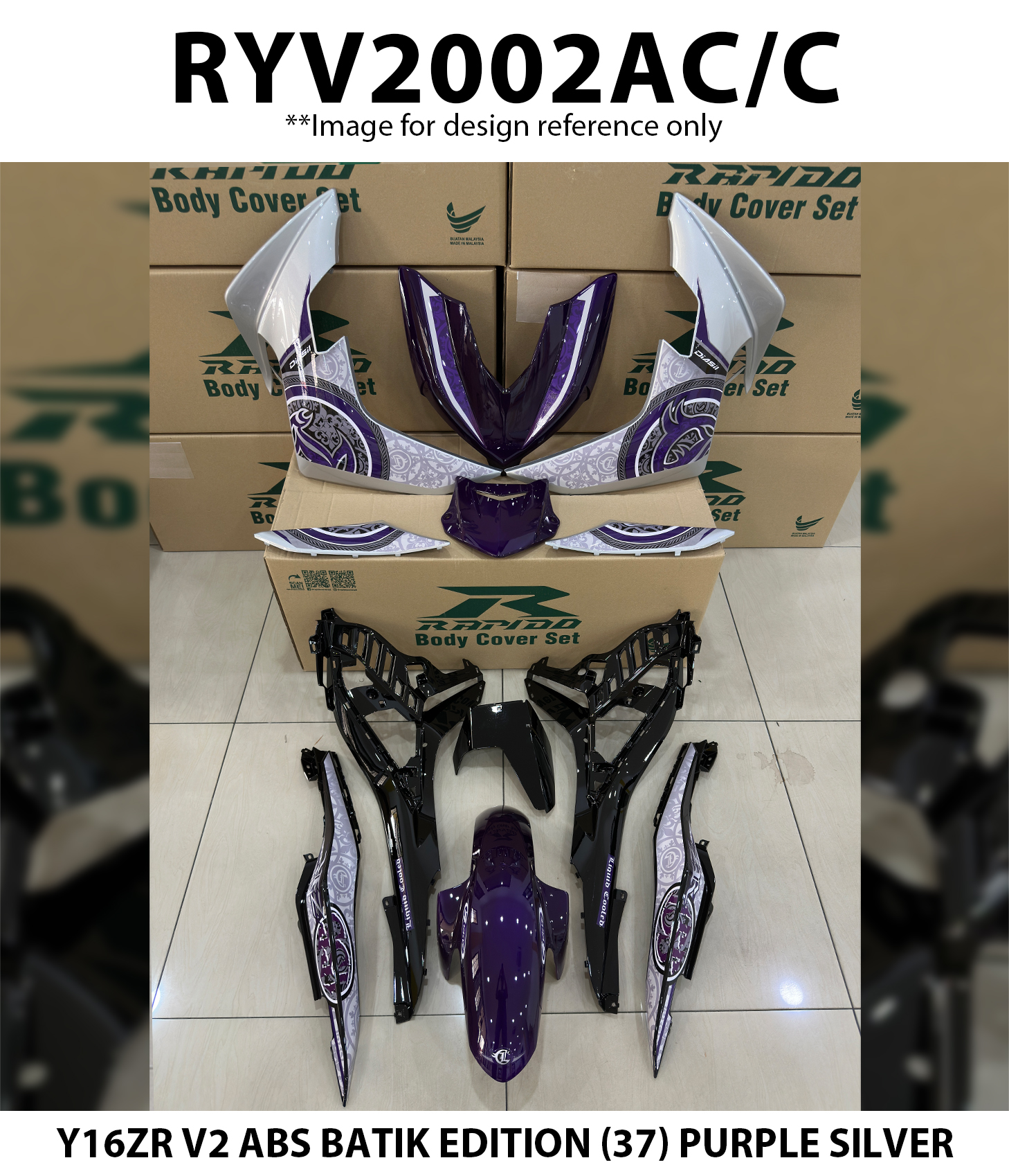 YAMAHA Y16 Y16zr V2 Abs Batik Edition (37) Red Blue Silver Cover Set ...