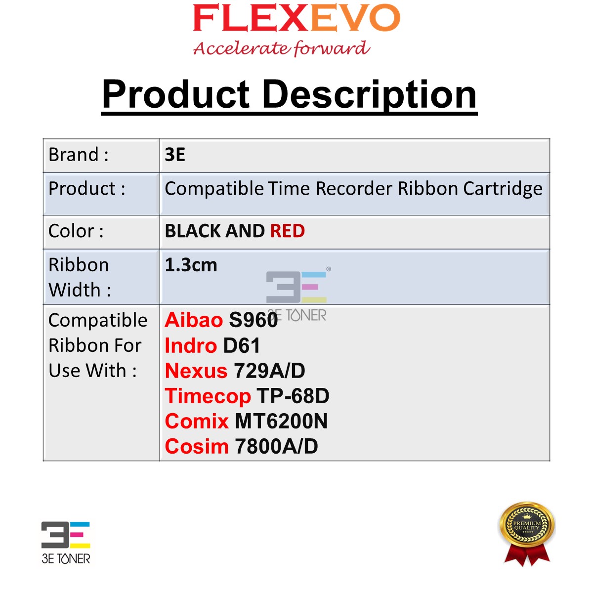 Aibao S960 Compatible Punch Card Time Recorder Ribbon TP68 Dual Color ...