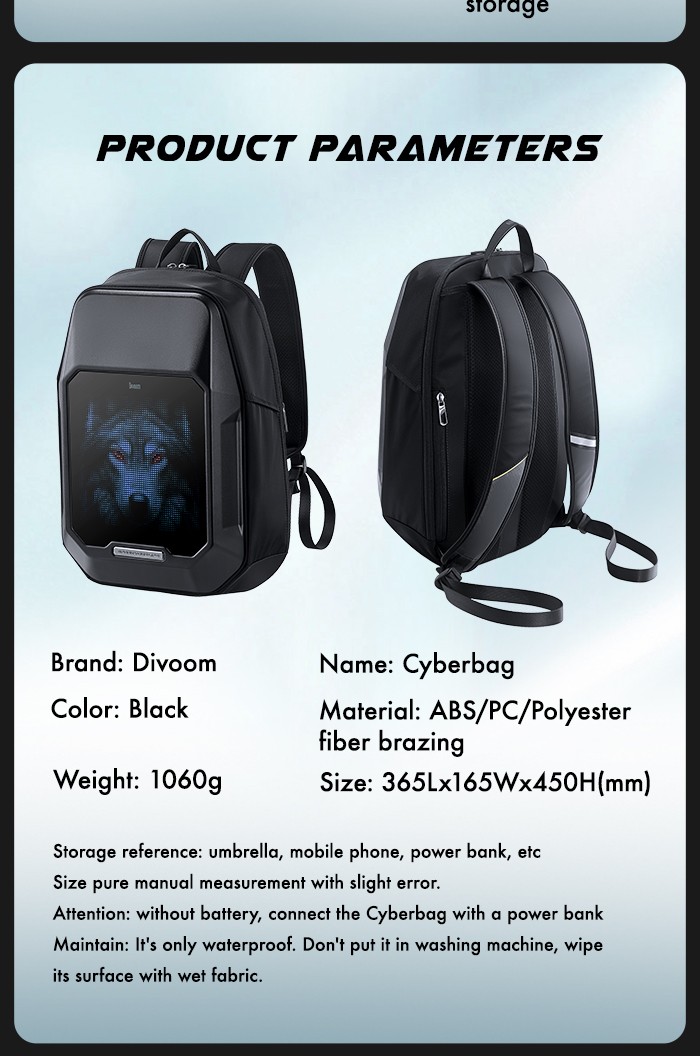 Divoom Cyber bag Pixel Backpack for imagination, Futuristic design for the future | Shopee Malaysia