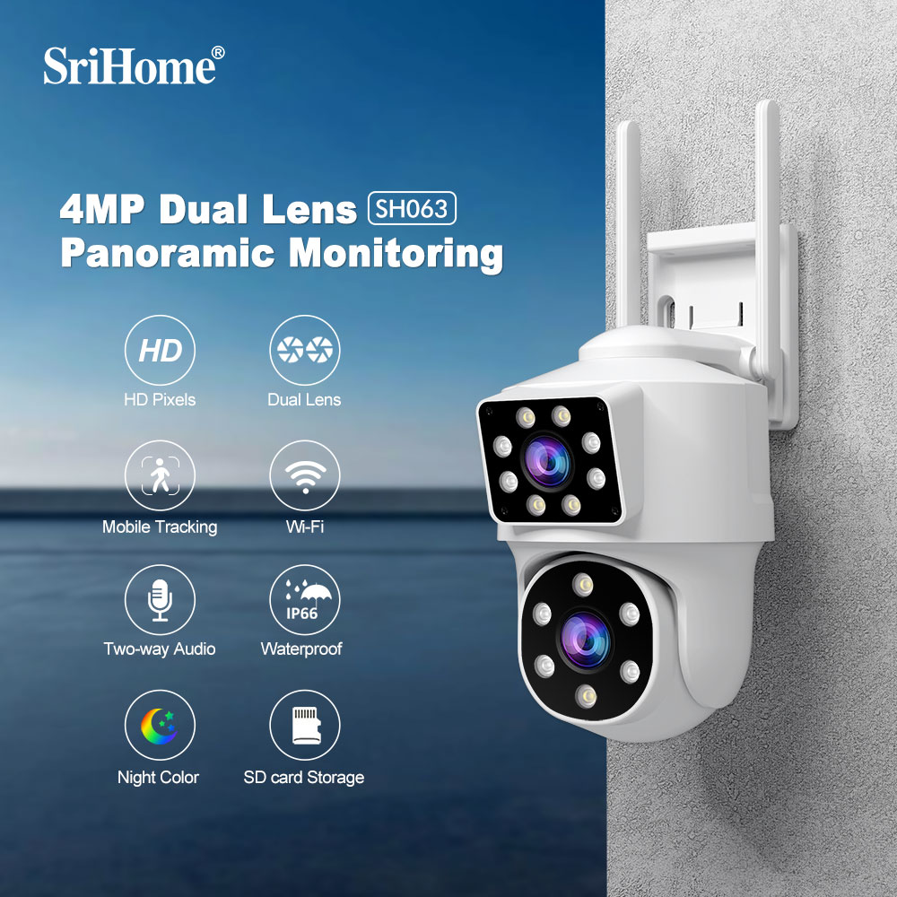 SriHome SH063 Dual Lens CCTV Wifi IP Camera Wireless 1080P FHD Two ...