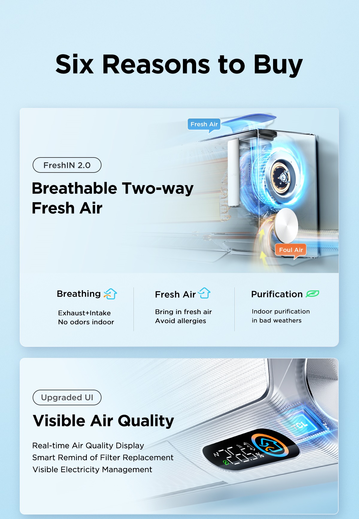 TCL FreshIN 2.0 Series 1.0HP Inverter Air Conditioner TAC-10CSD/FBI ...