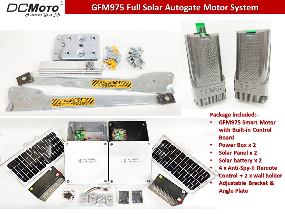 Auto Gate DCMOTO GFM975 New Model - Plug & Play All-in-One Smart Full Solar Autogate Motor ...