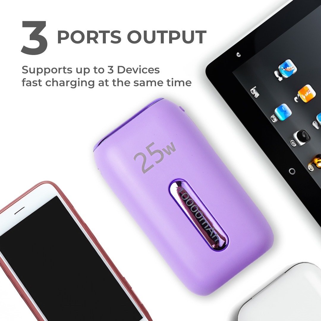 AIVR Y144 Mini 10,000mAh PowerBank 25W with Built-In Lightning and Type ...