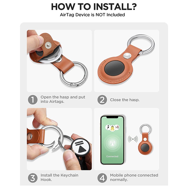 Compatible for Airtag Genuine leather Case Cover Tracker Location ...