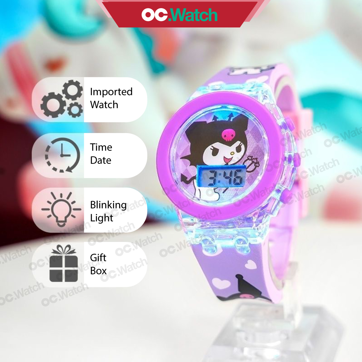 OCwatch Digital Jam Kuromi Budak Girl Boy Kids Watch Melody Spiderman Elsa Jam Tangan Lampu ...