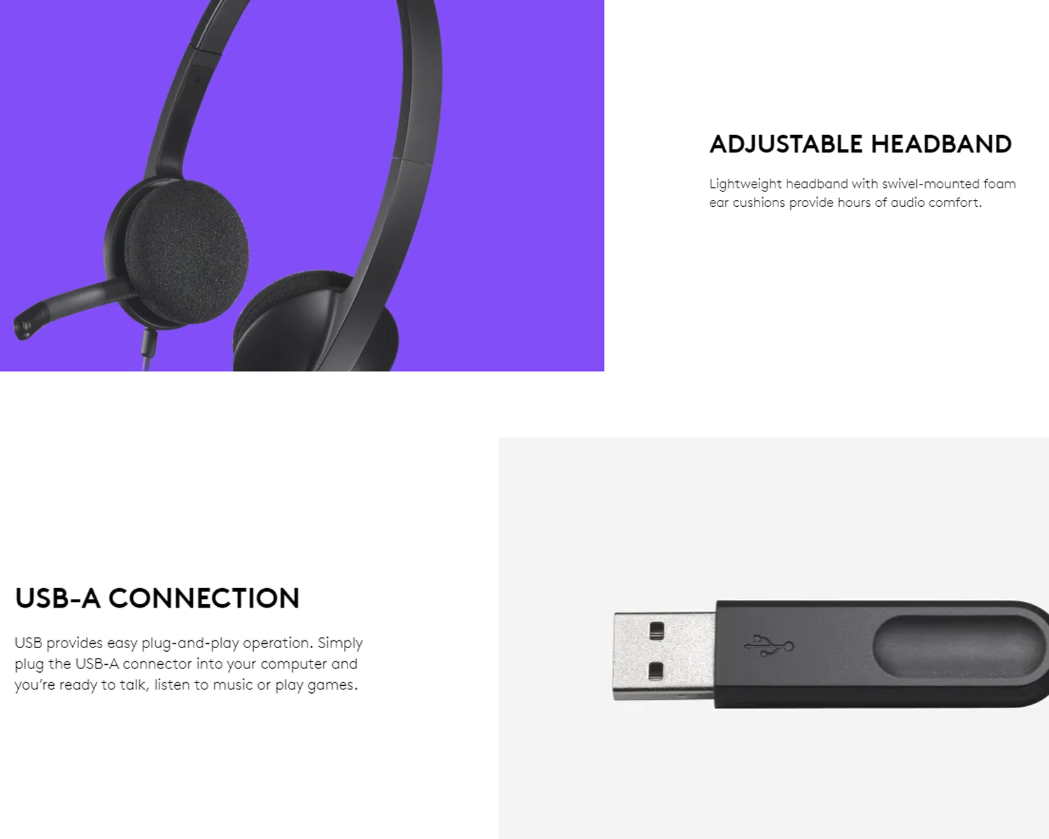 Logitech H340 USB Computer Headset with Noise Cancelling Microphone ...