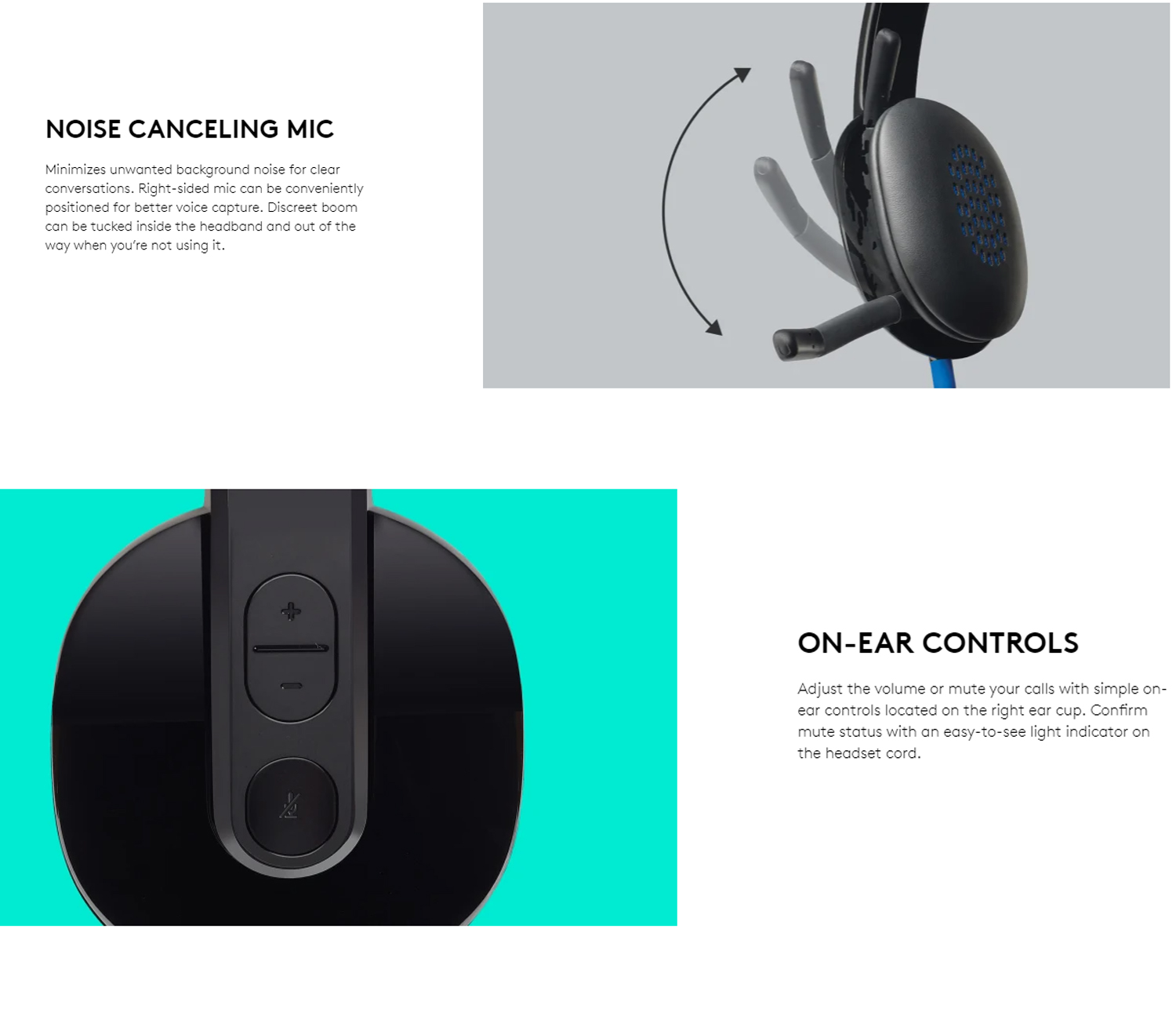 Logitech H540 Wired USB Headset with Noise-Cancelling Microphone | On ...