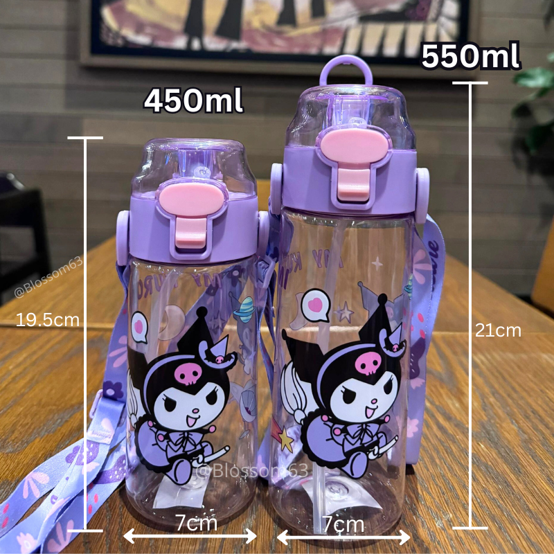 550ml/450ml Botol air Kuromi Bottle Water Bottle Kids Tritan BPA Free ...