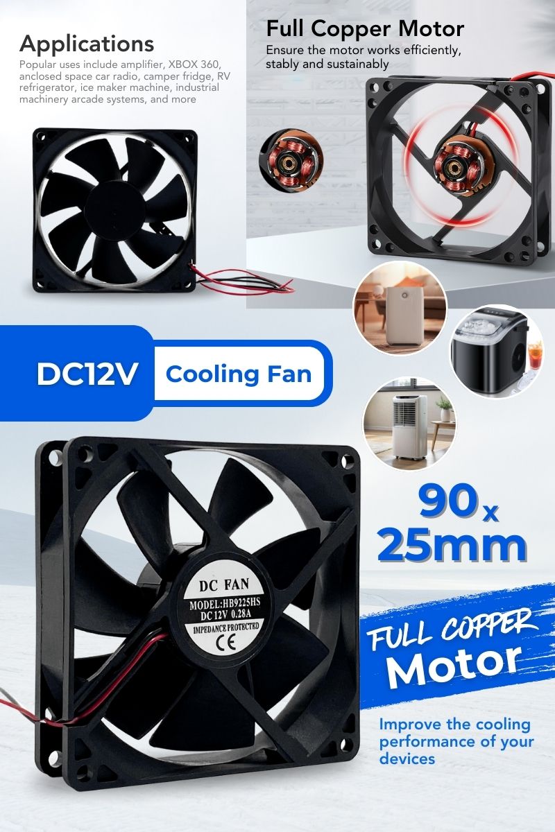 Dossy 3-1/2 INCH Fan Cooling Fan Brushless Fans CPU PC Desktop Fan ...
