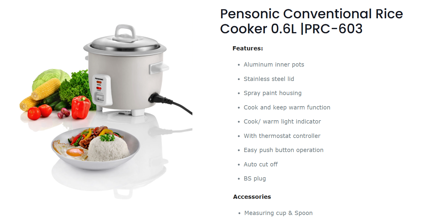 Pensonic Baby Rice Cooker 0.6L Periuk Nasi Elektrik Mini Kecil PRC-602S ...