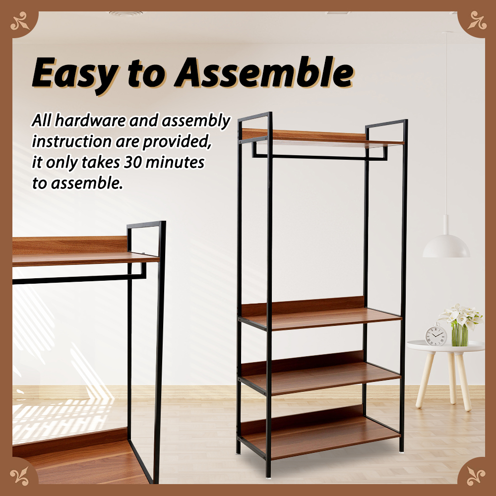 Innohut Rustic Metal Clothes Rack Storage Cupboard Clothe Rack Storage ...