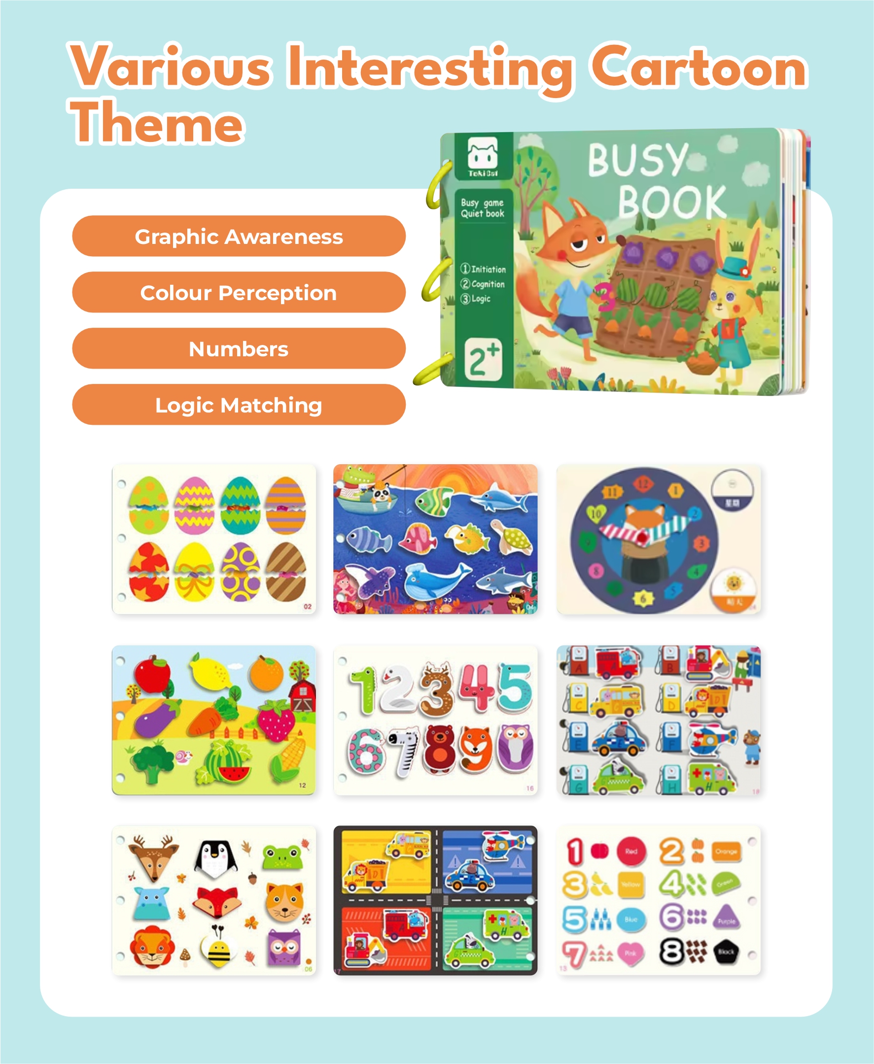 (Velcro Strips) Kid Busy Book Kid Puzzle Book for Kids Quiet Book for ...