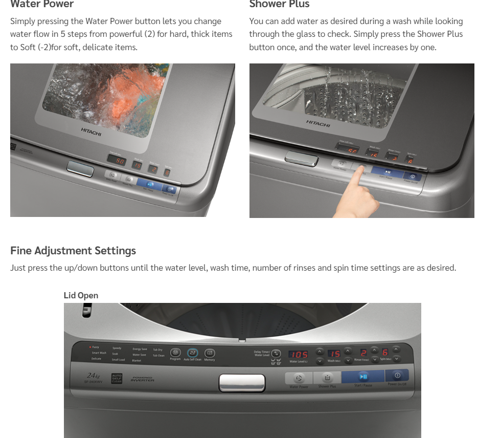 Hitachi Washing Machine Top Loading - Dynamic-Stream Wash 12.5kg (Cool ...