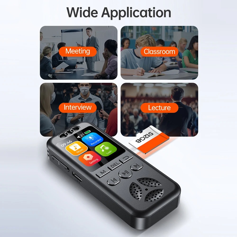 Digital Voice Recorder MP3 Player HD Noise Reduction WAV Audio Player ...