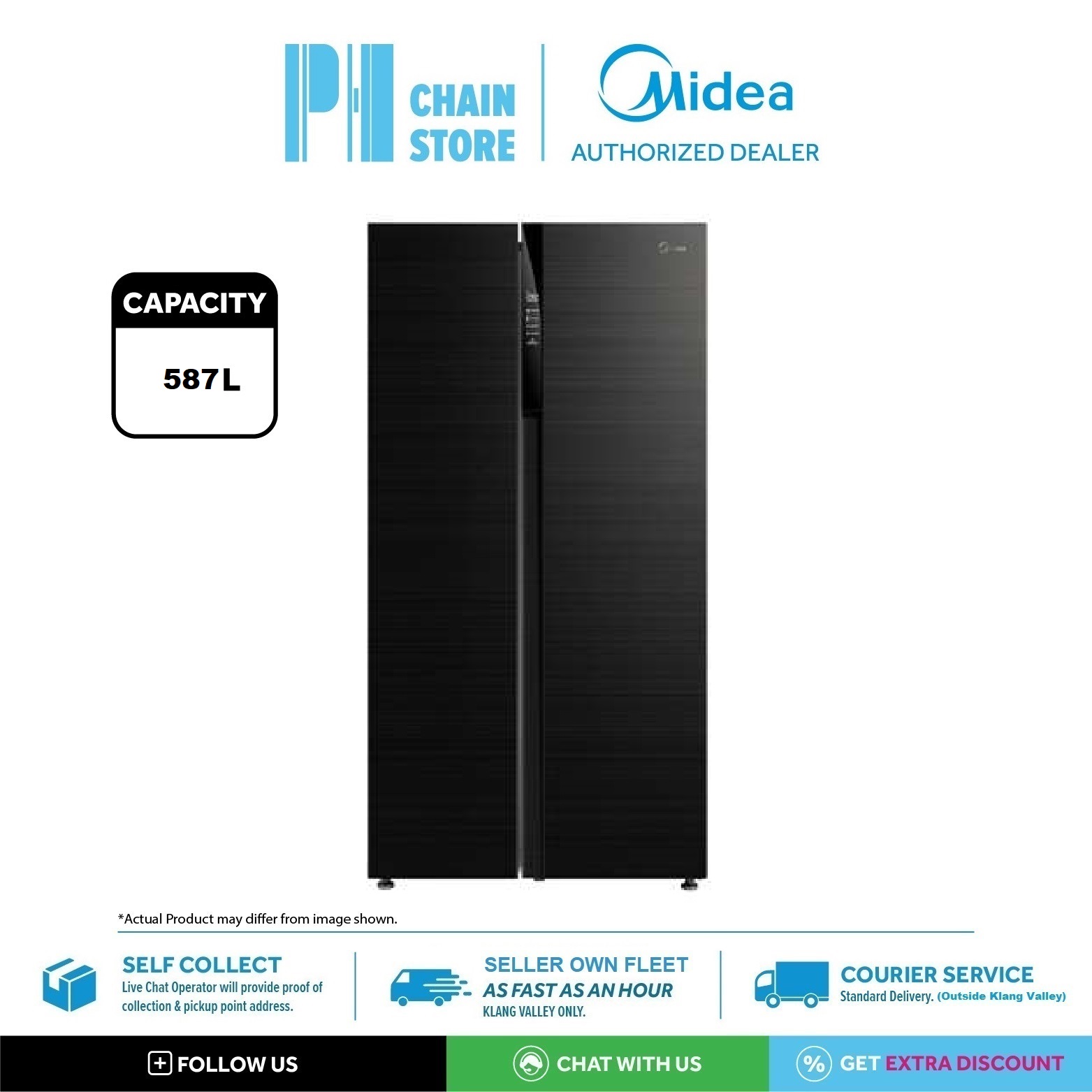 MIDEA MSS-580WEVB 587L 4-DOOR INVERTER FRIDGE / REFRIGERATOR | Shopee ...