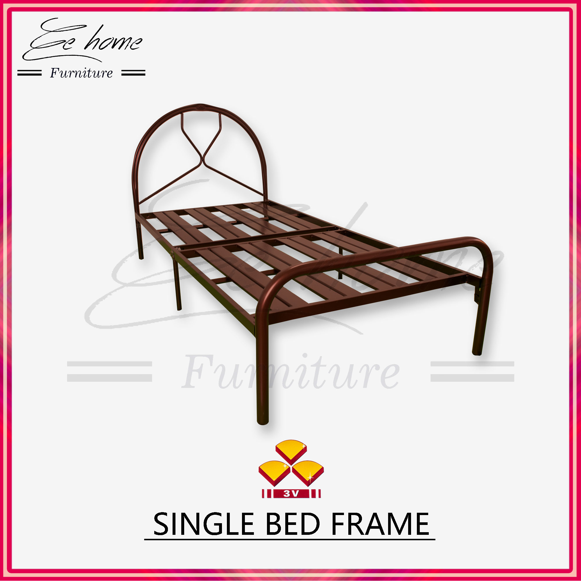 EE HOME SET Single Bed Frame with Mattress Katil Besi Bujang Tilam ...