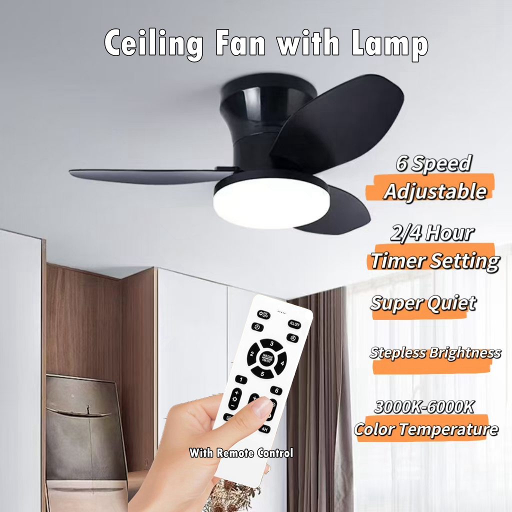 6 Speed Ceiling Fan with Light Kayu Kipas Siling Lampu Remote Control ...
