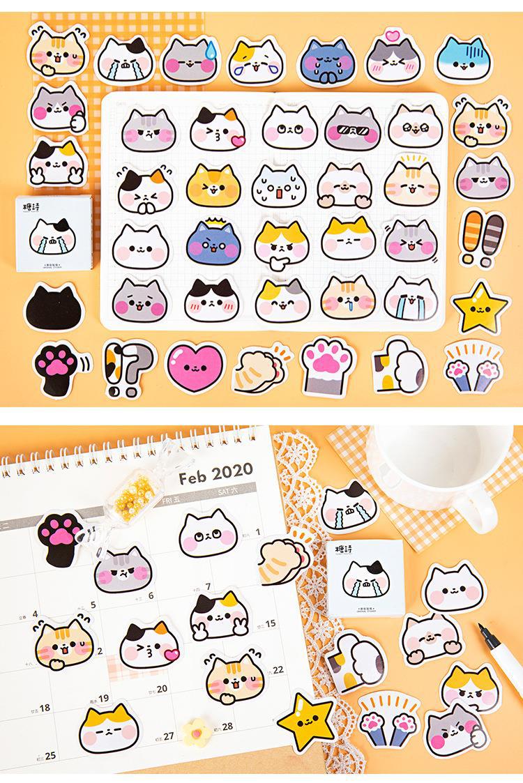 Meow Meow Stickers Handbook Notebook DIY Sealing Stickers 喵喵大作战糖诗盒装贴纸 ...