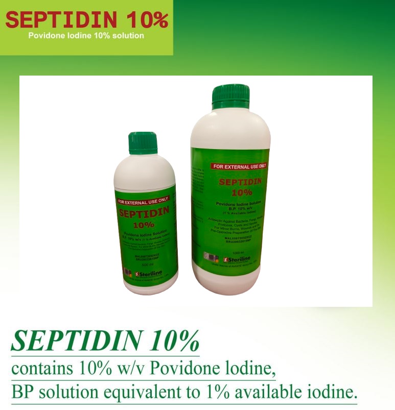 Septidin 10% - Povidone Iodine 10% Solution - 500ml & 1000ml | Shopee ...